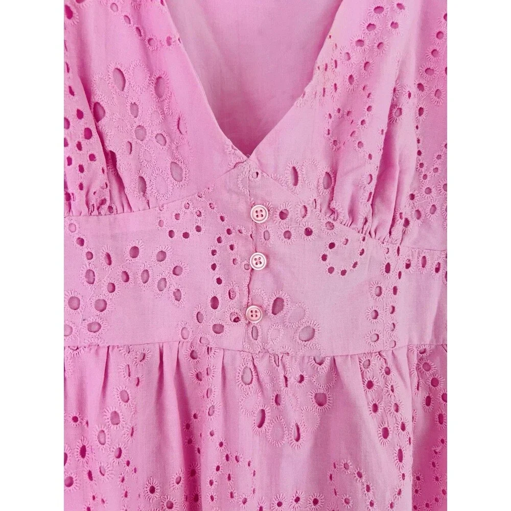 Sanctuary | Dresses | Sanctuary Pink Eyelet Lace Puff Sleeve Maxi Dress ...